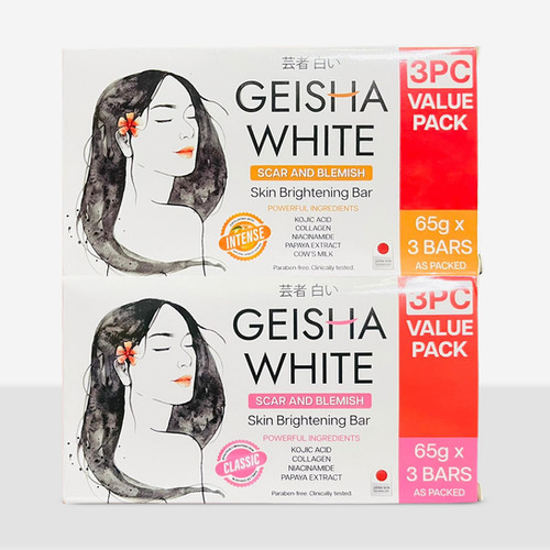 GEISHA WHITE INTENSE SCAR AND BLEMISH SKIN BRIGHTENING BAR SOAP 3PCS ...