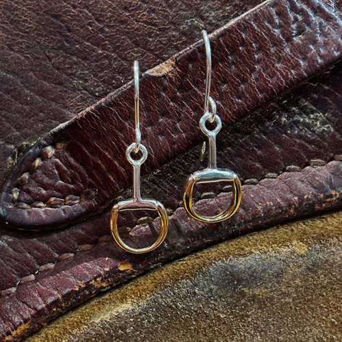 Sterling Silver Two Tone Snaffle Drop Earrings | Stirrup & Lead