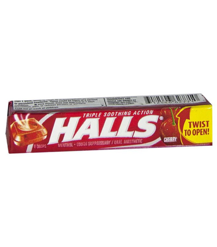 Halls® Cough Suppressant Cherry Drops- Stick of 9 Drops | Simplichek