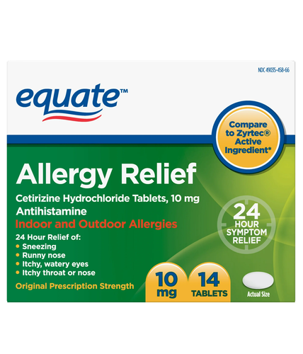 Equate™ Allergy Relief, Cetirizine Hydrochloride, 10mg Tablets | Simplichek