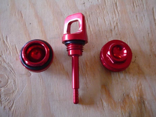 1EA NEW RED BILLET ALLOY CAP AND DIP STICK SET (202M) | DrATV Inc.