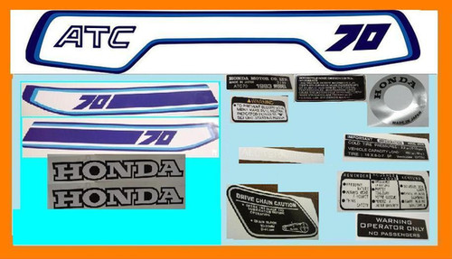 1981 ATC70 ATC 70 FENDER GAS TANK AIR FILTER FRAME DECAL EMBLEM STICKER ...