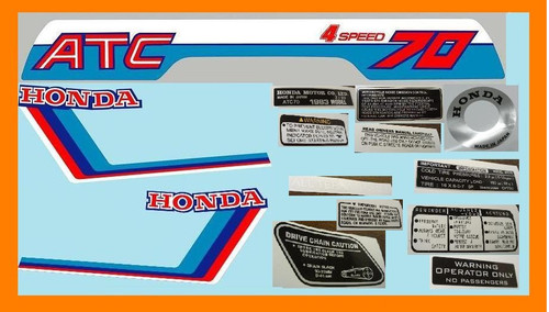 1983 BLUE ATC70 ATC 70 FENDER GAS TANK AIR FILTER FRAME DECAL EMBLEM ...