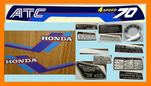 1984 RED ATC70 ATC 70 FENDER GAS TANK AIR FILTER FRAME DECAL EMBLEM ...