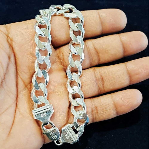 925 Pure Silver Curb light weight bracelet for men 40 gm | Shubh Jewellers