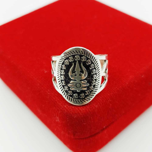 Trishul Design Fancy Pure Silver Ring for men & women | Shubh Jewellers