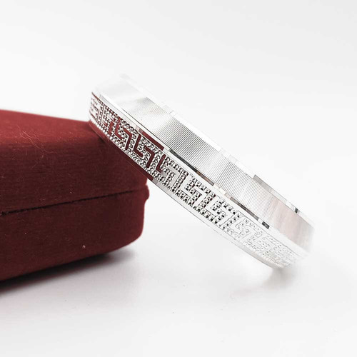 V-Shape Lining & CNC Versace design Pure Silver Kada for men | Shubh ...