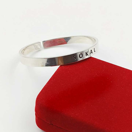 C8 Customised Name Pure Silver Kada for Men, Gifiting Silver Kada 40 gm ...