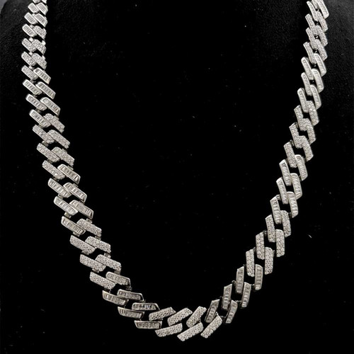 Hardik Pandey Pure Silver Curb Cubic Zirconia Stones Chain for men ...