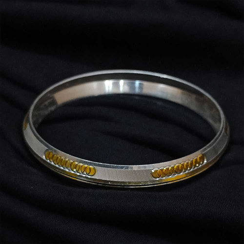 Gold Radium Pure Silver Circle Dotted design Kada 40 gm | Shubh Jewellers