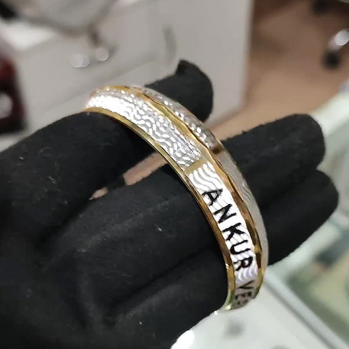 V-Shape Wave Gold Rodium Silver kada for Men 30 gm, Shubh Jewellers ...