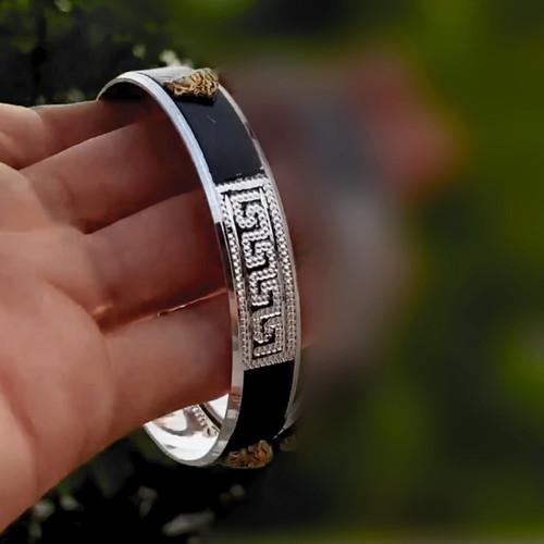 Victoria Black Radium CNC Design Silver Kada for Men 30 gm, Shubh ...