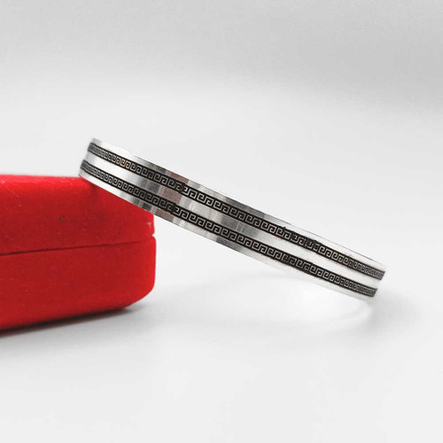 Double CNC Versace cut Flat design Silver Kada for men, 55 gm | Shubh ...