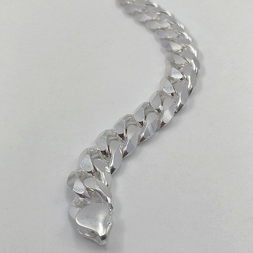 Sharp Heavy Curb Design Pure Silver Bracelet for Men 85 gm, Shubh ...