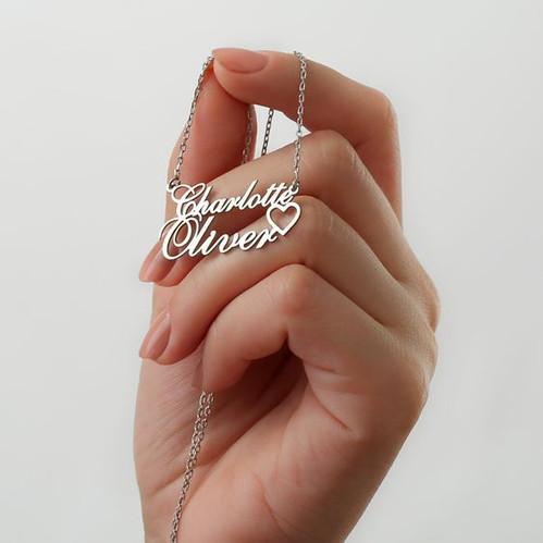 Customised Couple Name Pure Silver Pendant, Shubh Jewellers | Shubh ...