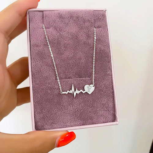 Heart Pulses With Customised Letter Pure Silv... | Buy Pure 925 Silver ...