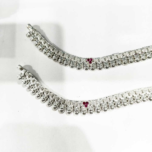 Long Piece Die Cutting Design Silver Payal for women, Shubh Jewellers ...