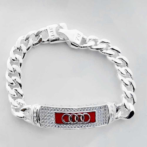 Audi Logo Design Silver Bracelet For Men 35 gm, Shubh Jewellers | Shubh ...