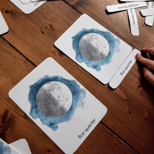 Printable Moon Phase 3 Part Cards | Hiddel Brock Wood