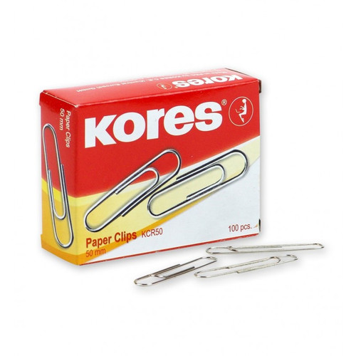 Kores - 100 trombones - 50 mm - acier | Papeterie-Bellati
