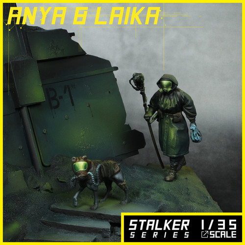 Anya e Laika post apocalyptic resin miniature 1:35 | Scientificmodels
