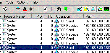 Process Monitor: TCP/IP tracing, Process ID and Thread ID