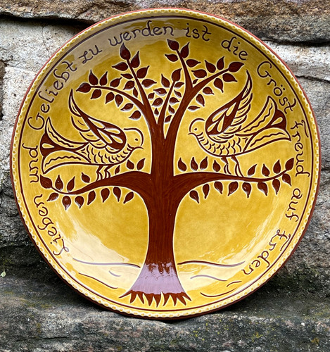 Love Birds in a Tree - Pennsylvania German Redware - 10 inch Sgraffito ...