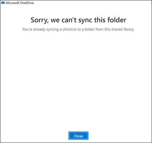 SharePoint error: Sorry, we can’t sync this folder You're already ...