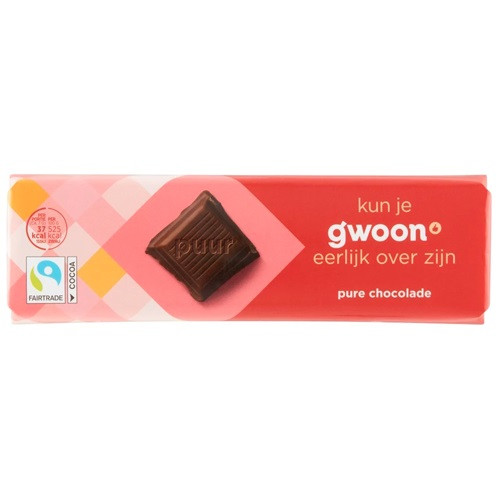 GWOON Chocolate Bar Pure ( Chocolade Reep - Puur ) 100g | Dutchmarket