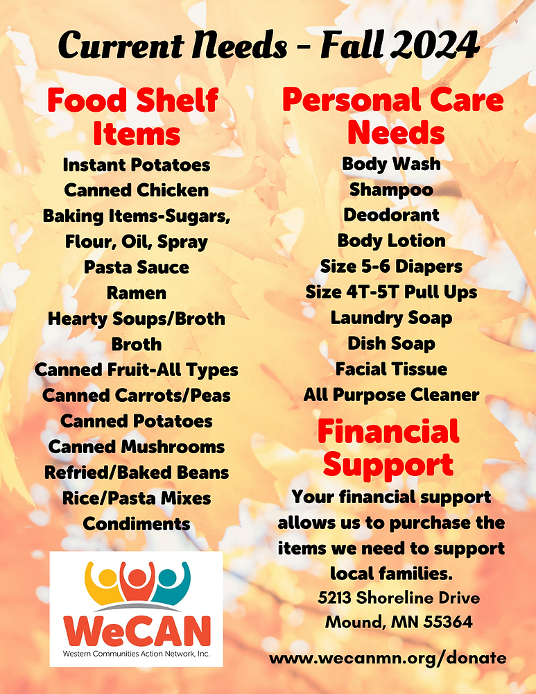 Current Needs List - Fall 2024