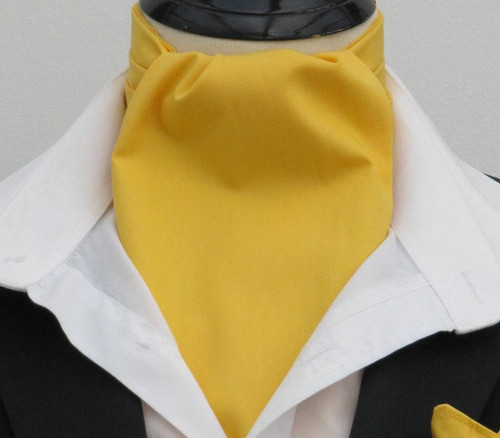 Mens Sunshine Yellow Plain Cotton Ascot Cravat & Pocket Square | The ...
