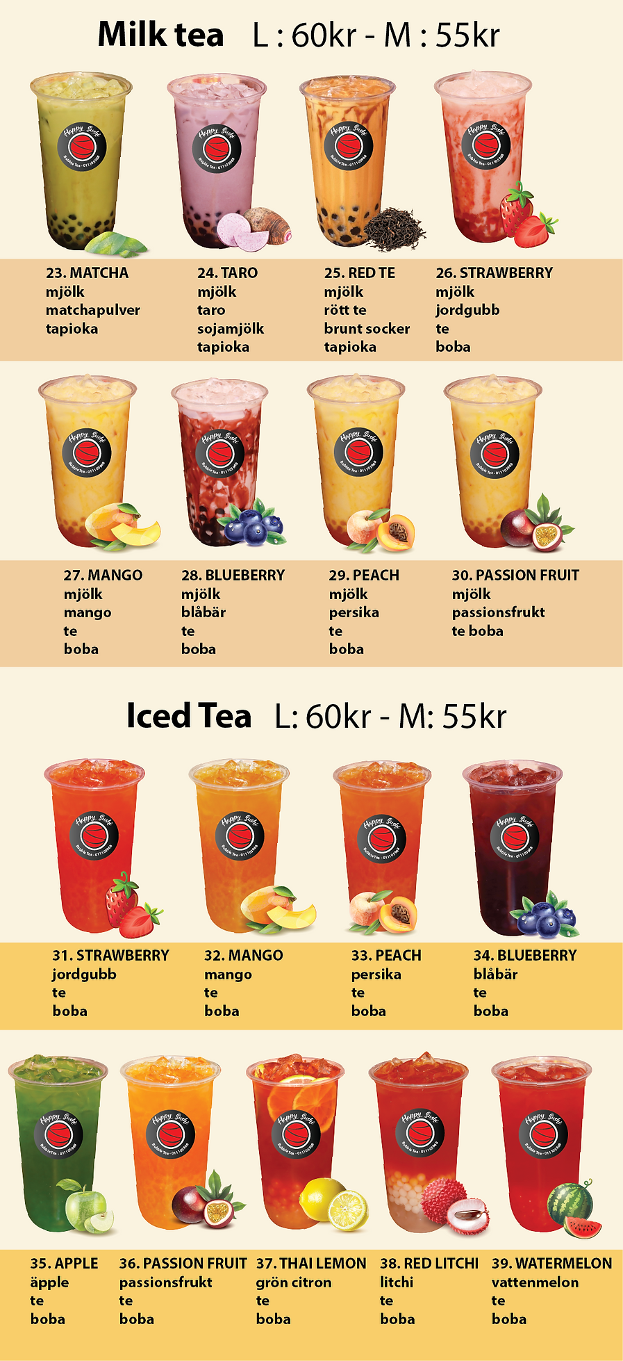 MENY BUBBLE TEA | Happy Sushi