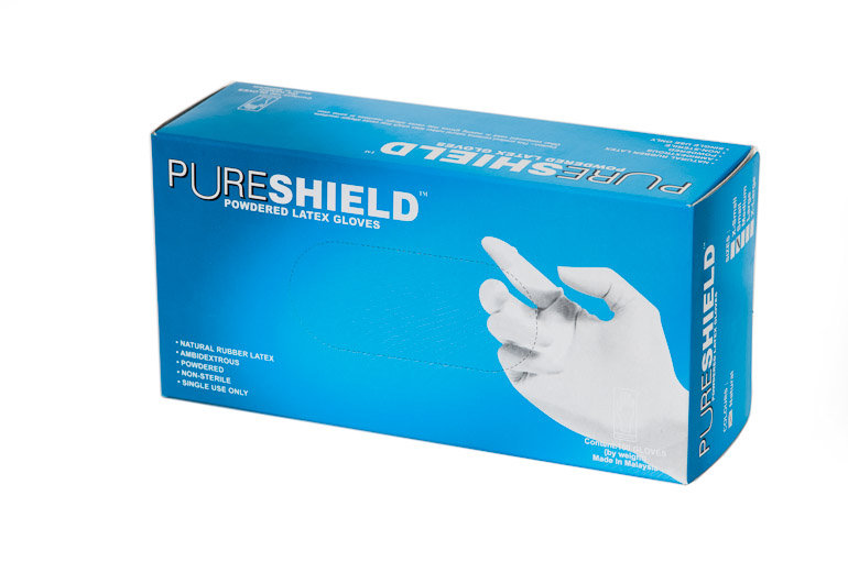 PureShield כפפת לטקס עם אבקה