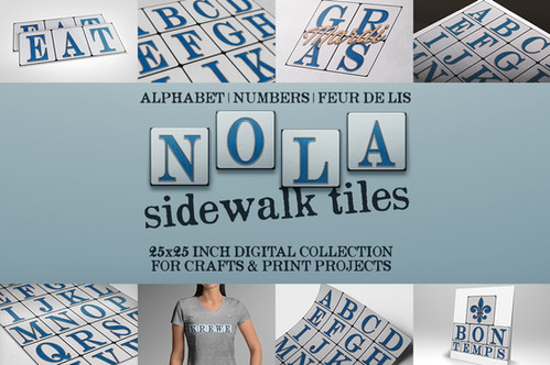 New Orleans Sidewalk Street Tiles Alphabet, Numbers & Symbols Digital ...