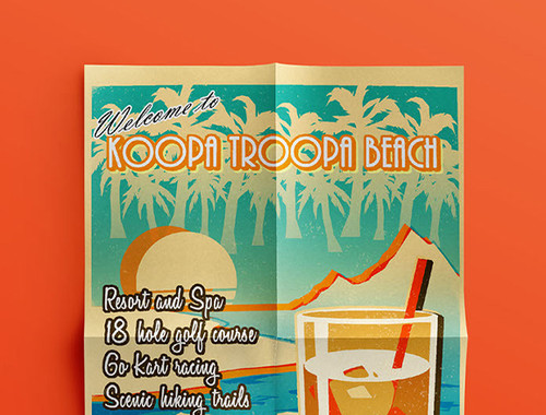 Mario Kart Retro Koopa Troopa Beach poster | Kate Phillips Art