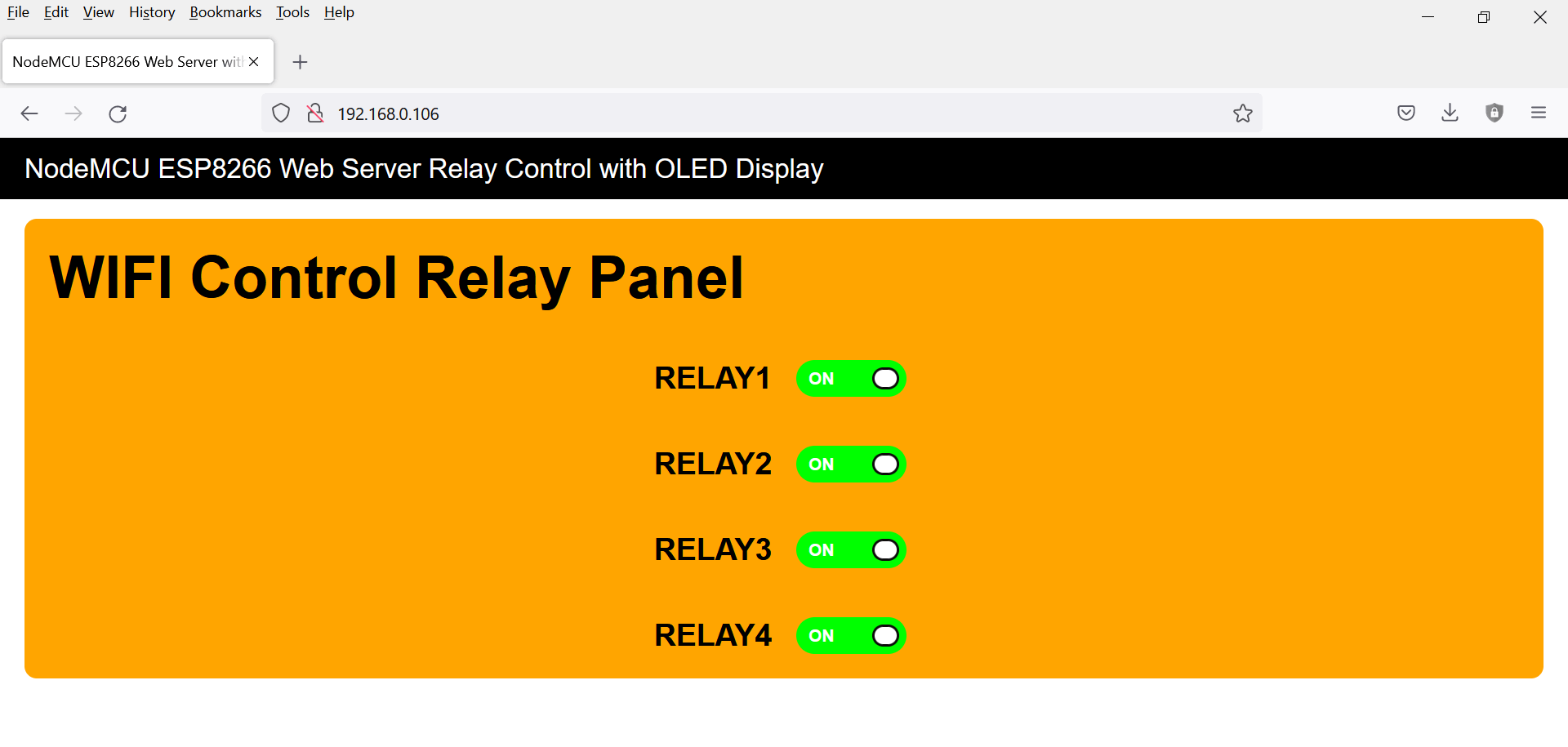NodeMCU Web Server Controlled Relay with OLED