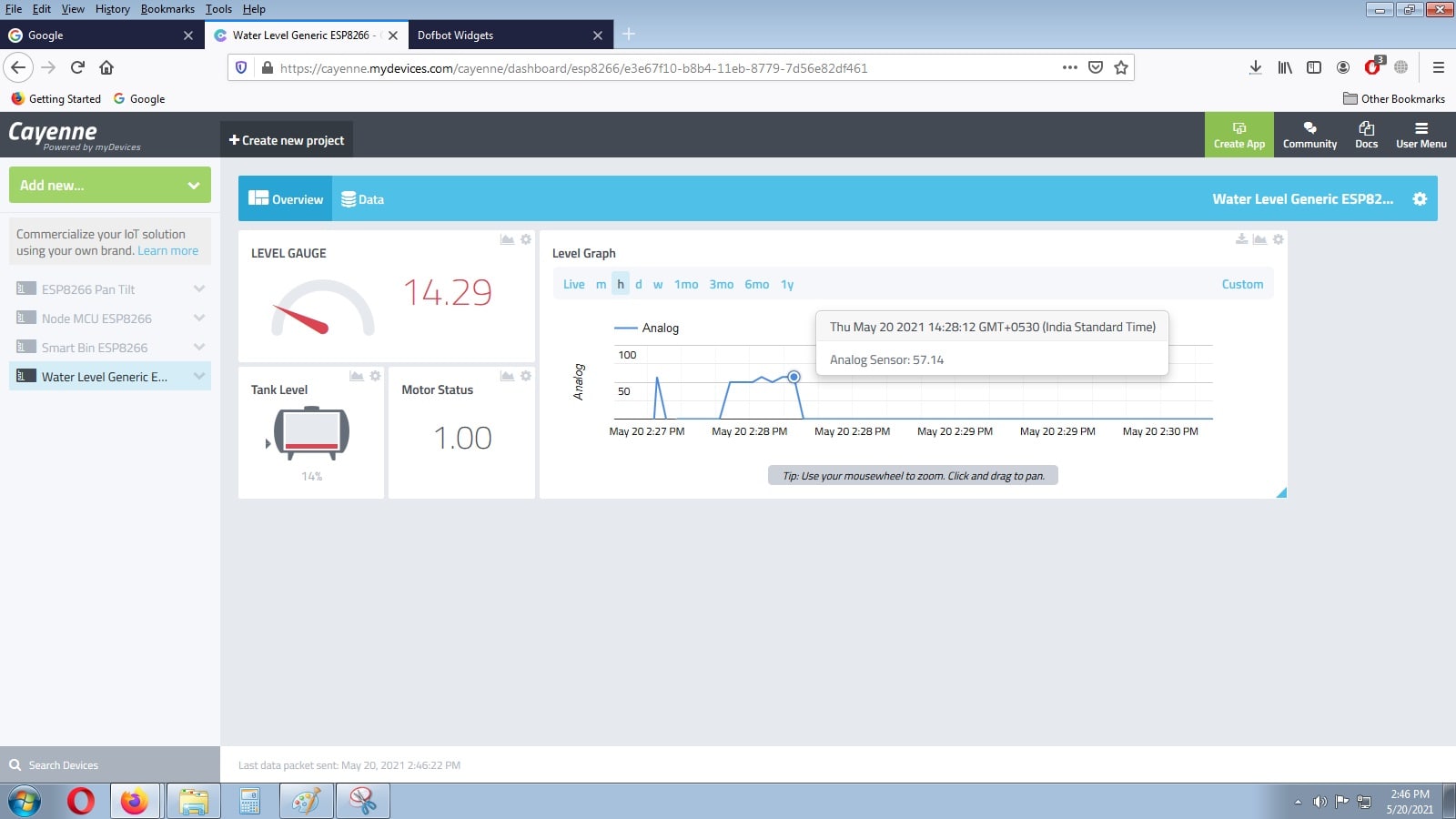 IoT Cloud and Web Server Based Water Level Controller
