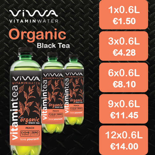 VIWA VITAMIN WATER - PEACH ORGANIC BLACK TEA 0.6ml | KatsafadosPremium