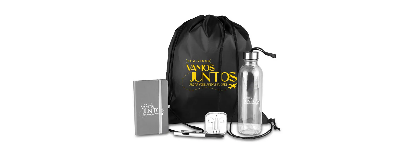Kit Onboarding Completo - Mochila, Caderno, Garrafa, Fone e Caneta ...