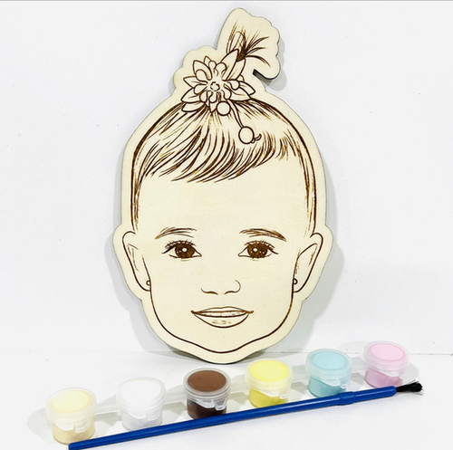 Custom Self-Portrait Paint Kit – Engraved Wood Board with Your Child’s ...
