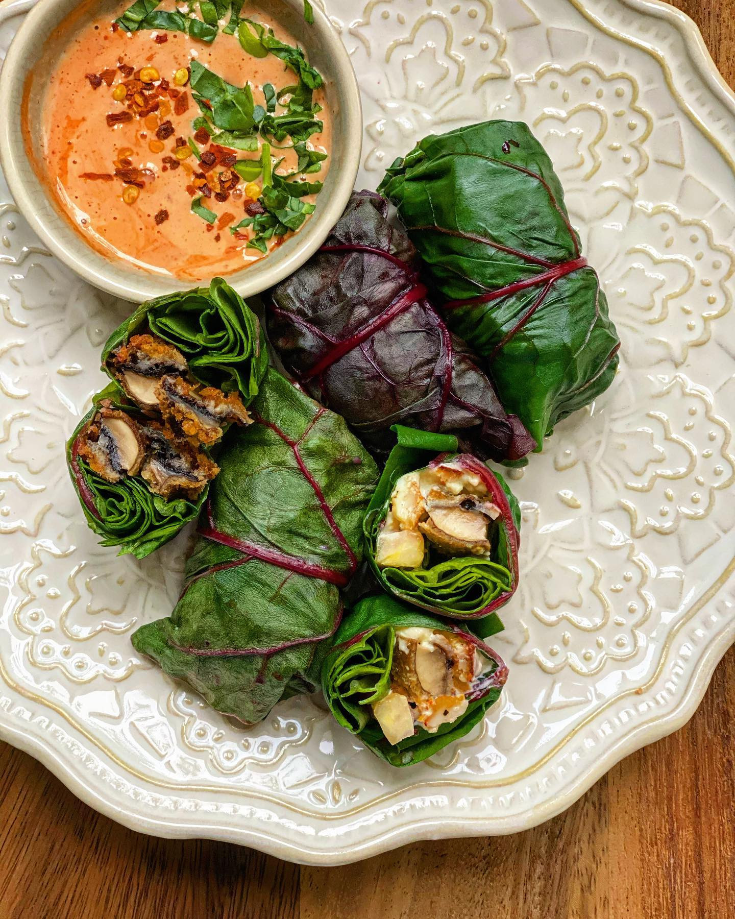Vegetarian Mini Wraps in Swiss Chard Leaves