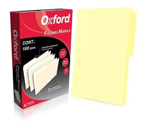 FOLDER MANILA TAMAÑO OFICIO AMARILLO CON 100 PZAS. | Papeleria Olivo