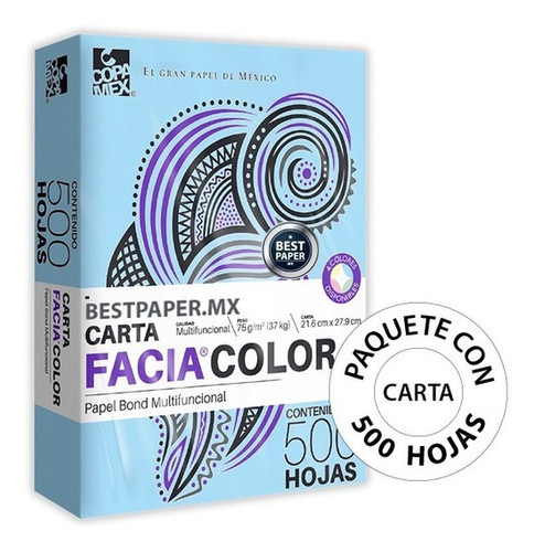 PAPEL BOND FACIA CARTA COLOR 75 GM CON 500 HOJAS AZUL | Papeleria Olivo