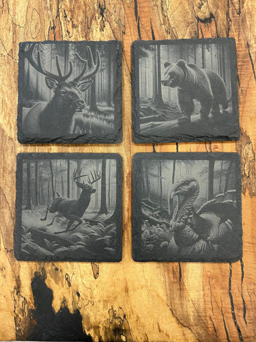 Set of 4 Lazer engraved wildlife coasters | From The Garage Wood