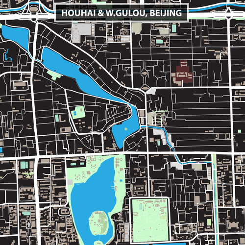 Digital Map of Houhai & Gulou Areas, Beijing | Custom Beijing