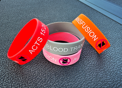 100 Count of No Blood Transfusion Silicone Wrist Band | JWSTUFFORG