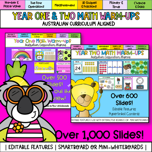Editable Year 1 & 2 Australian Curriculum Aligned Math Warm-ups & Daily ...