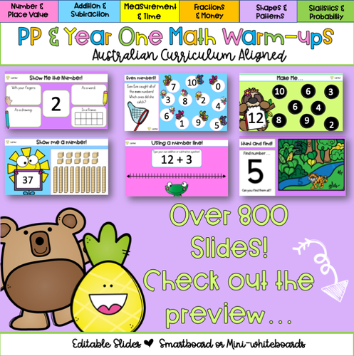 Editable Foundation & Year One Math Warm-up Bundle | Australian ...
