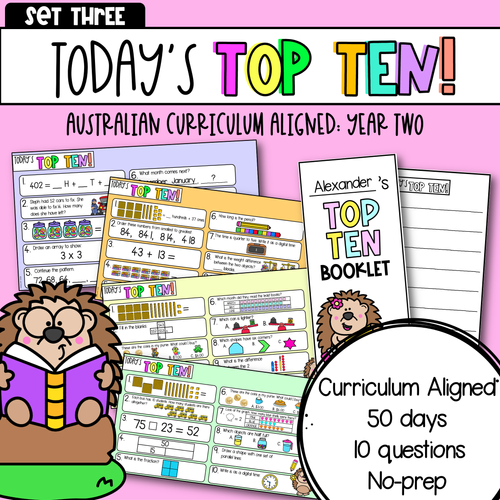 Year Two: Today's Top Ten | Set Three | Math Review: Australian ...