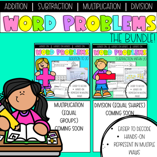 Hands-On Word Problems | The GROWING BUNDLE | Add, Subtract, Divide ...